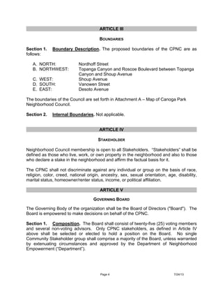 Canoga Park NC Bylaws | PDF