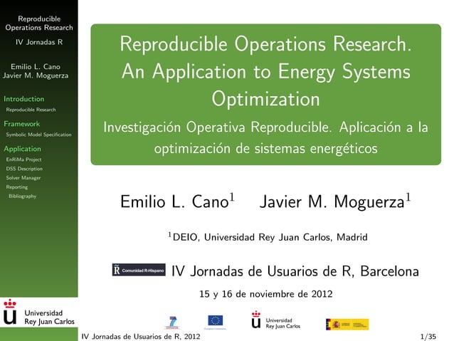 Reproducible Operations Research. An Application to Energy Systems Optimization | PPT