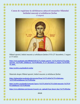 Canon de rugăciune la sărbătoarea aducerii moaştelor Sfântului ...