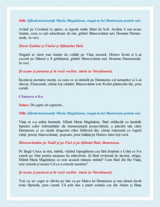 Canon de rugăciune către Sfânta mironosiţă, întocmai cu apostolii ...