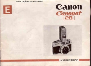 Canon canonet 28 manual | PDF