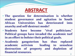 Student Activism in Post Apartheid Era: A Curse of Self Flagellation ...