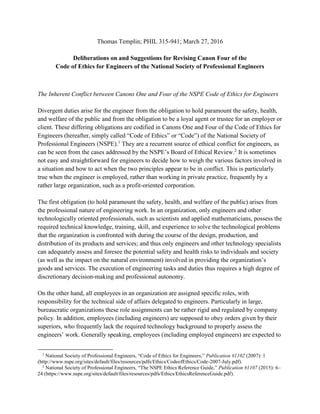 Deliberations on and Suggestions for Revising Canon Four of the Code of ...