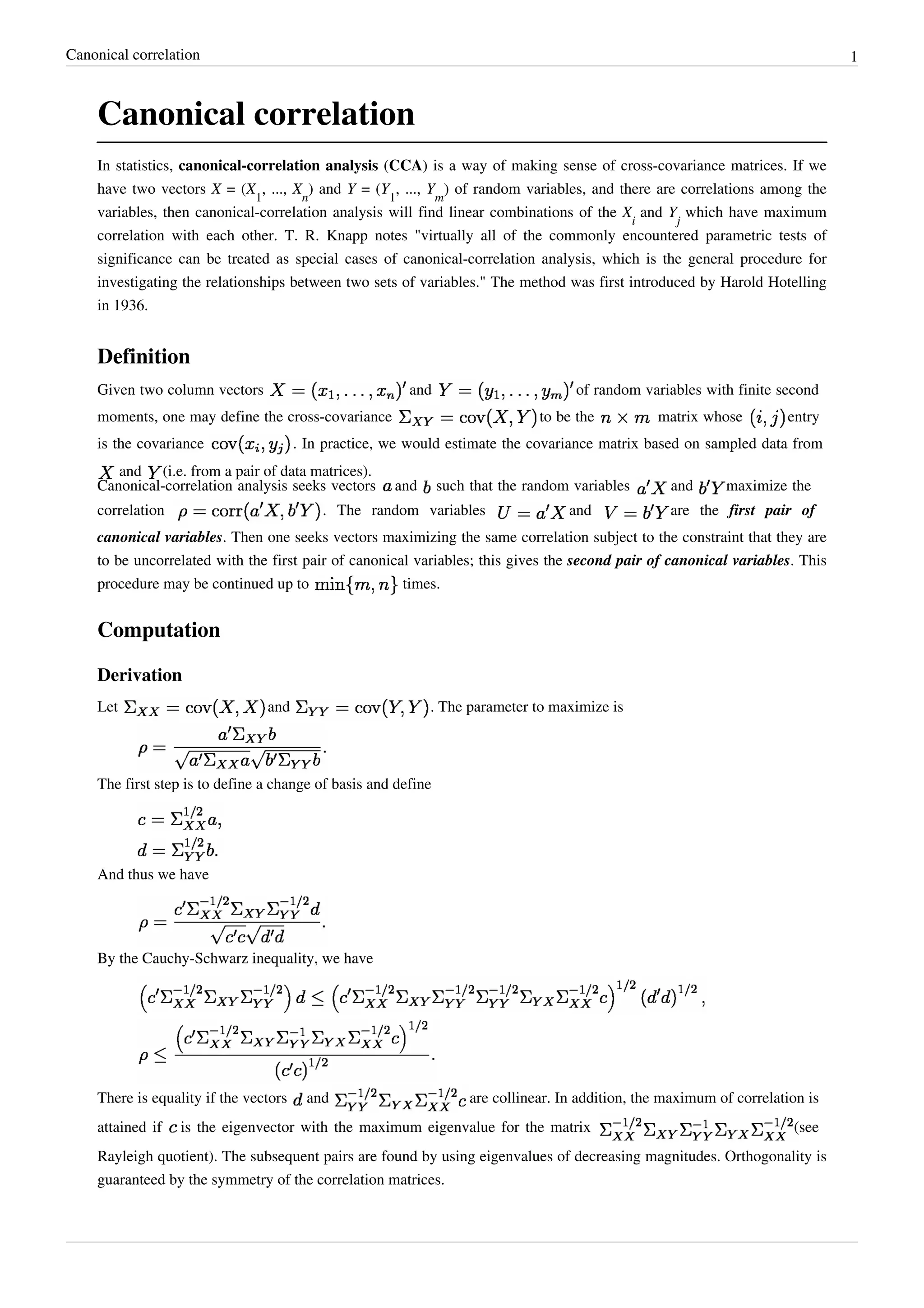 Canonical correlation | PDF