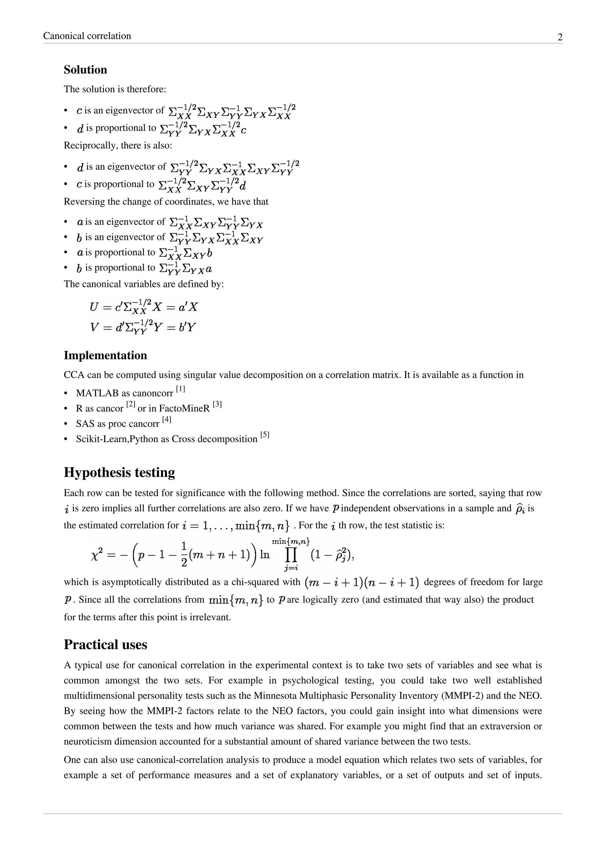 Canonical correlation | PDF