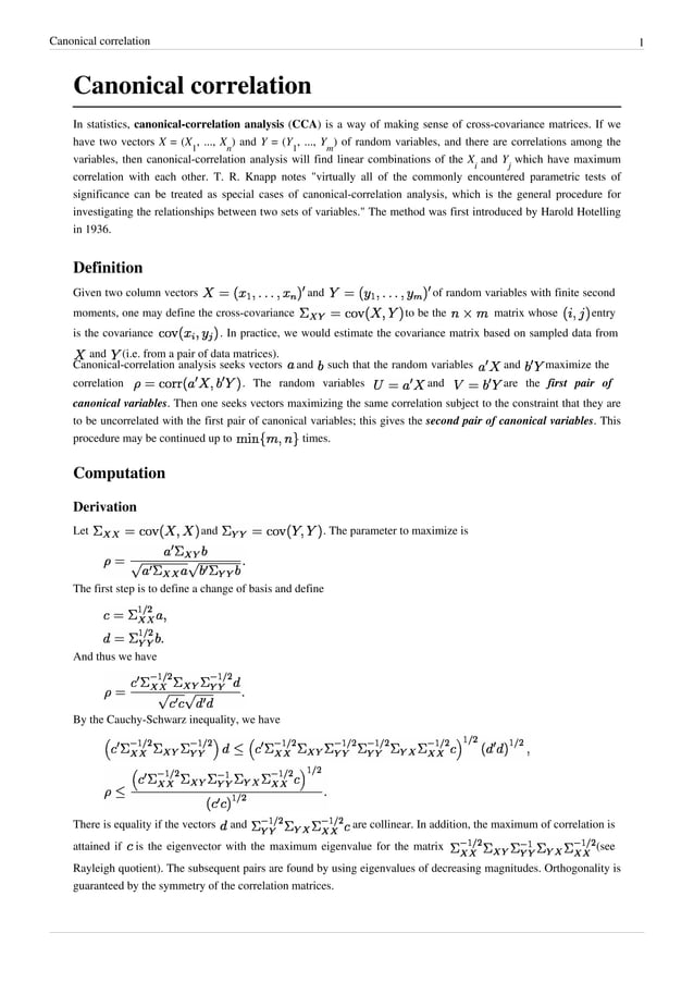 Canonical correlation | PDF