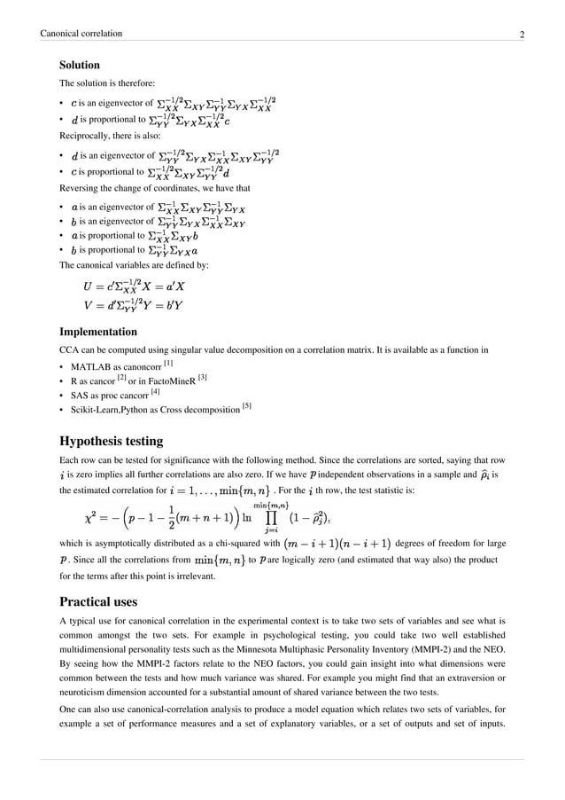Canonical correlation | PDF