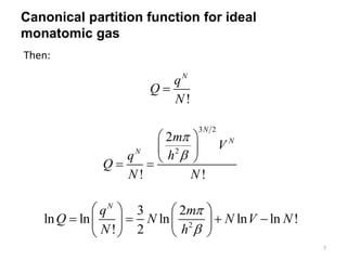 Canonical Partition Function Parameters.ppt