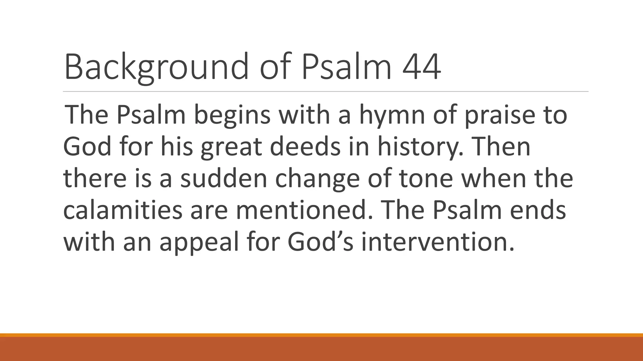 Canonical reading of psalm 44 | PPTX | Christianity | Religion ...