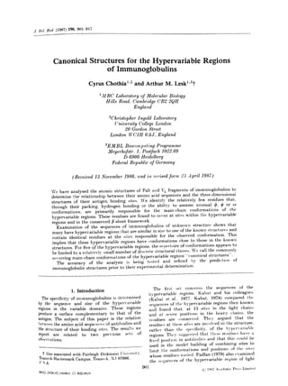 Canonical structures for the hypervariable regions of immunoglobulins | PDF