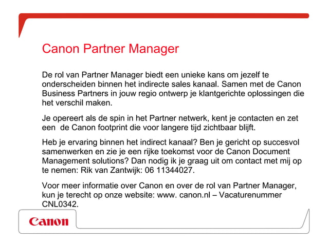 Canon Partner Manager | PPT