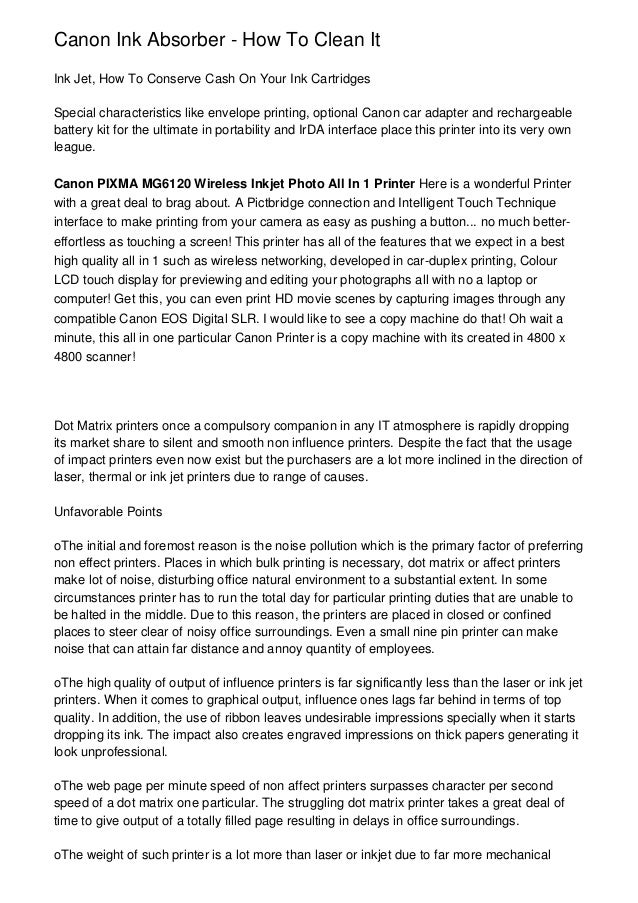 Canon Ink Absorber - How To Clean It