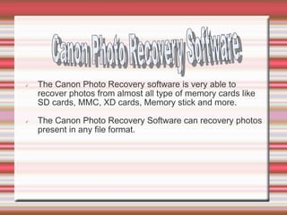 Recover Canon Lost Photos | PPT