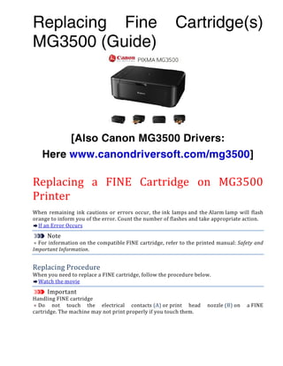 Manual Canon pixma mg3500 how to change ink | PDF | Arms & Ammunition | Sensitive Topics