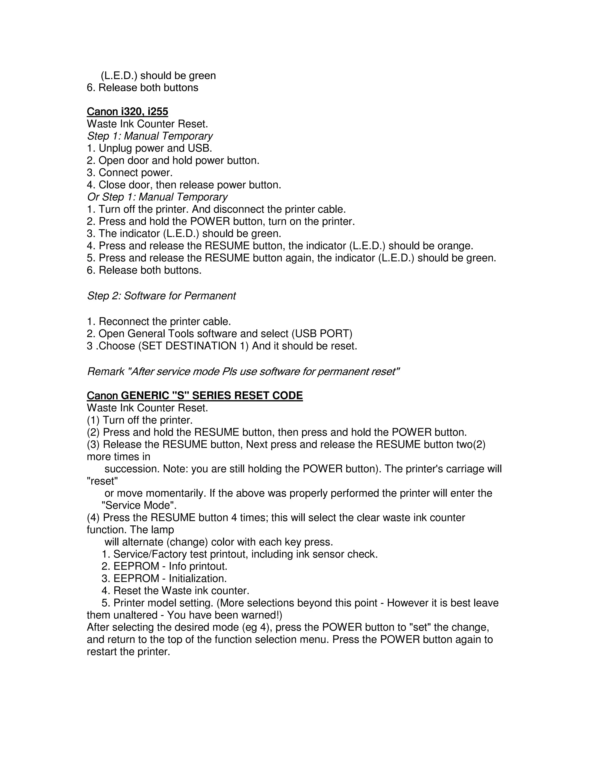 Canon printer reset instructions | PDF
