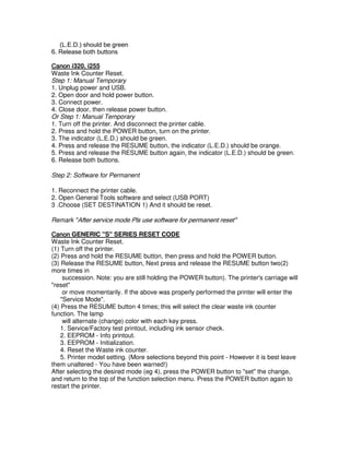 Canon printer reset instructions | PDF