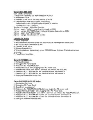 Canon printer reset instructions | PDF