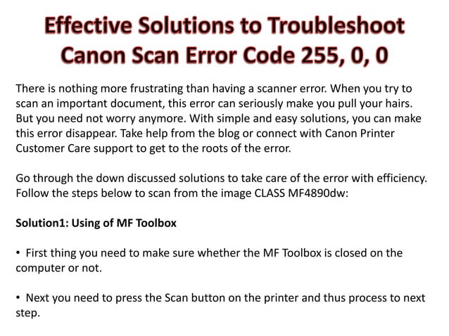 Canon scan error code 255,0,0 | PPTX | Technology & Computing
