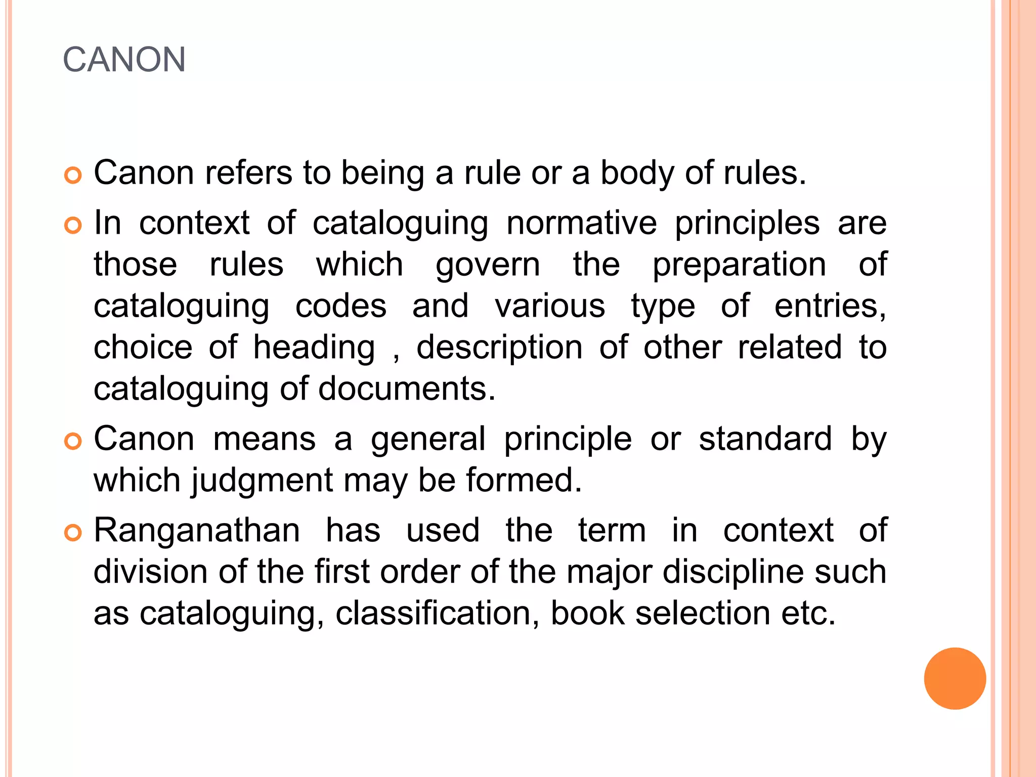 Canons of cataloguing | PPTX