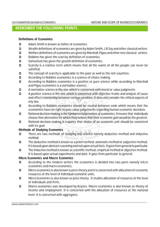CA NOTES ON NATURE AND SCOPE OF BUSINESS ECONOMICS | PDF