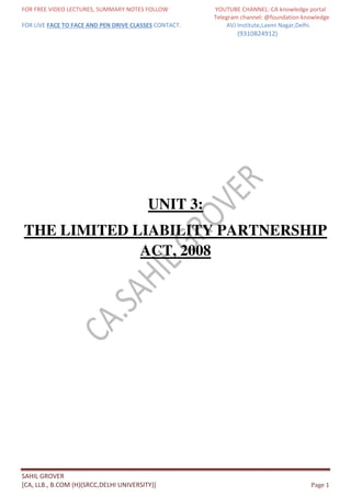 CA NOTES ON THE LIMITED LIABILITY PARTNERSHIP ACT 2008 | PDF