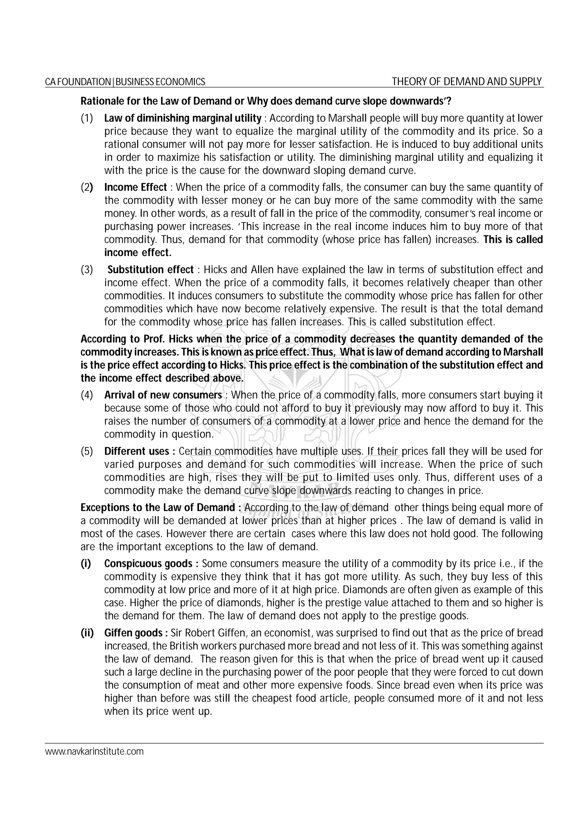 CA NOTES ON THEORY OF DEMAND AND SUPPLY IN BUSINESS ECONOMICS | PDF