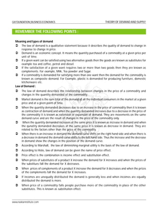 CA NOTES ON THEORY OF DEMAND AND SUPPLY IN BUSINESS ECONOMICS | PDF