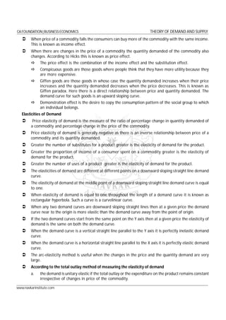 CA NOTES ON THEORY OF DEMAND AND SUPPLY IN BUSINESS ECONOMICS | PDF