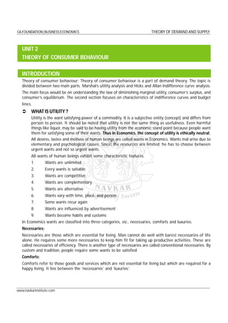CA NOTES ON THEORY OF DEMAND AND SUPPLY IN BUSINESS ECONOMICS | PDF