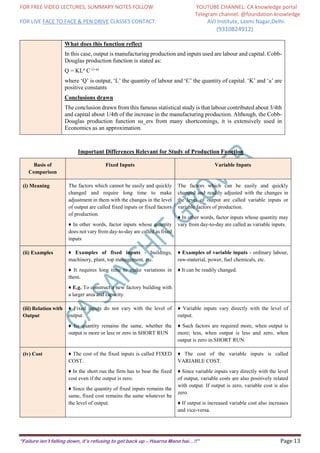 CA NOTES ON THEORY OF PRODUCTION AND COST | PDF