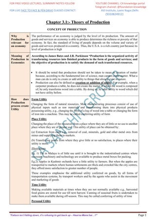 CA NOTES ON THEORY OF PRODUCTION AND COST | PDF