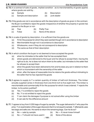 CA NOTES ON THE SALES OF GOODS ACT 1930 | PDF