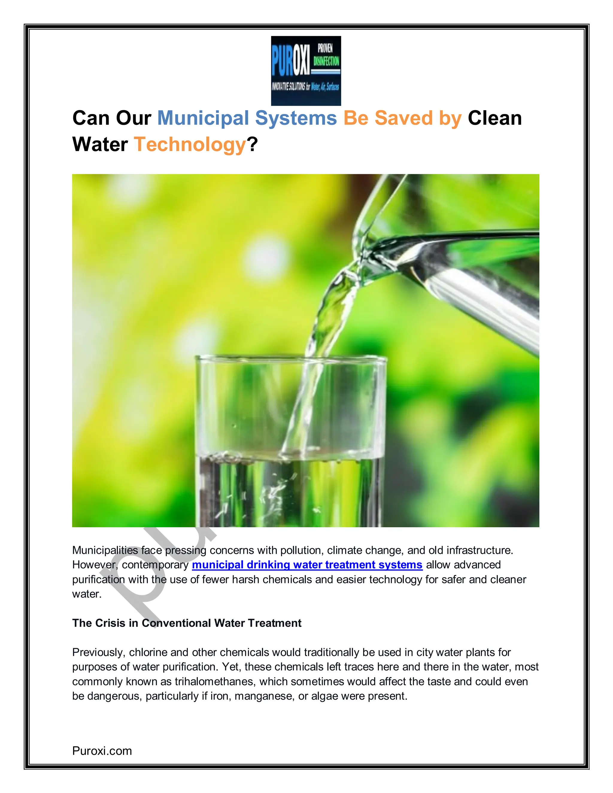 Can Our Municipal Systems Be Saved by Clean Water Technology? | PDF