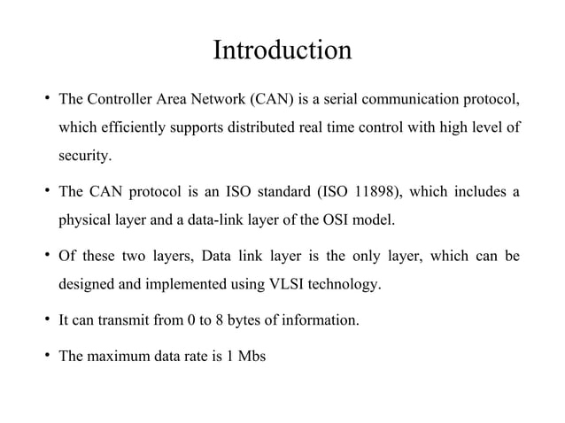Controller area network protocol | PPT | Computer Networking | Computing