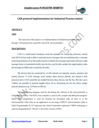 Can protocol implementation for industrial process control gsm | PDF