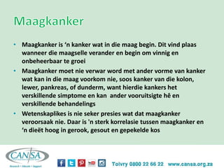 CANSA Kolorektale Kanker 2017 Afrikaans | PPTX