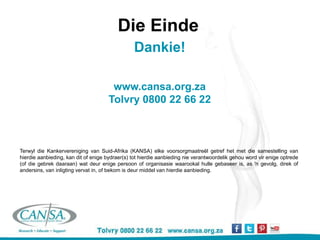 CANSA No Tobacco campaign 2014 Afrikaans | PPTX