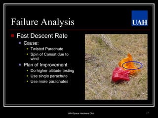 Cansat 2008: University of Alabama in Huntsville Final Presentation | PPT
