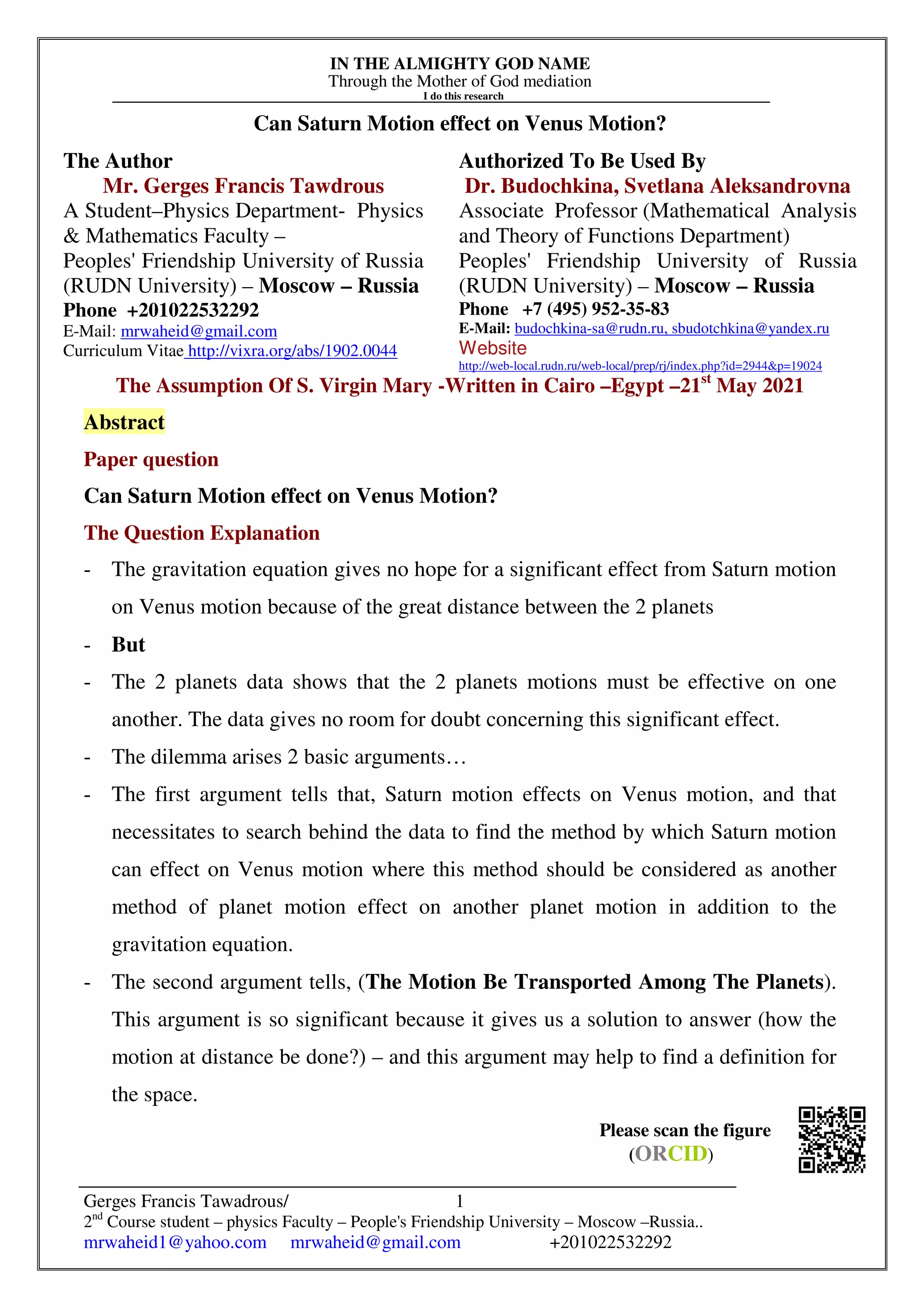 Can Saturn Motion effect on Venus Motion | PDF | Christianity | Religion & Spirituality