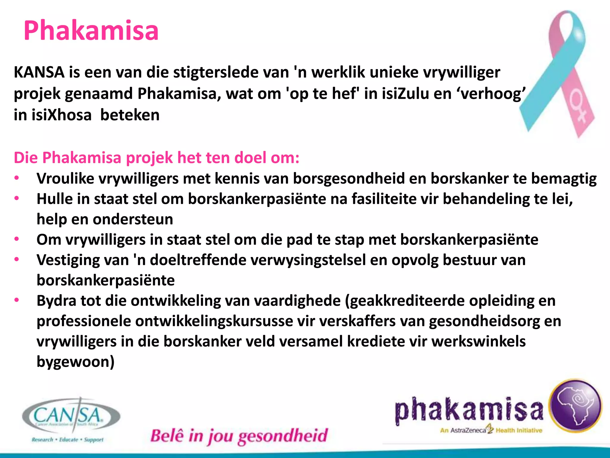 CANSA Vrouegesondheid Borskanker 2014 | PPTX