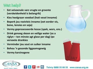 CANSA Wenke vir 'n gebalanseerde leefstyl 2017 Afrikaans | PPTX