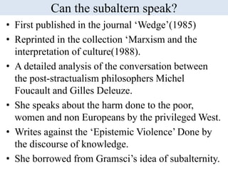 Can the Subaltern Speak? | PPTX