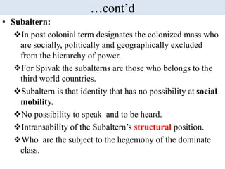 Can the Subaltern Speak? | PPT