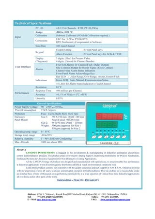 Find 4 channel,8 channel temperature scanner - Canopus Instruments | PDF