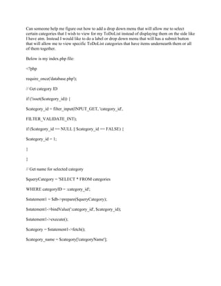 Can someone help me figure out how to add a drop down menu that will a.pdf