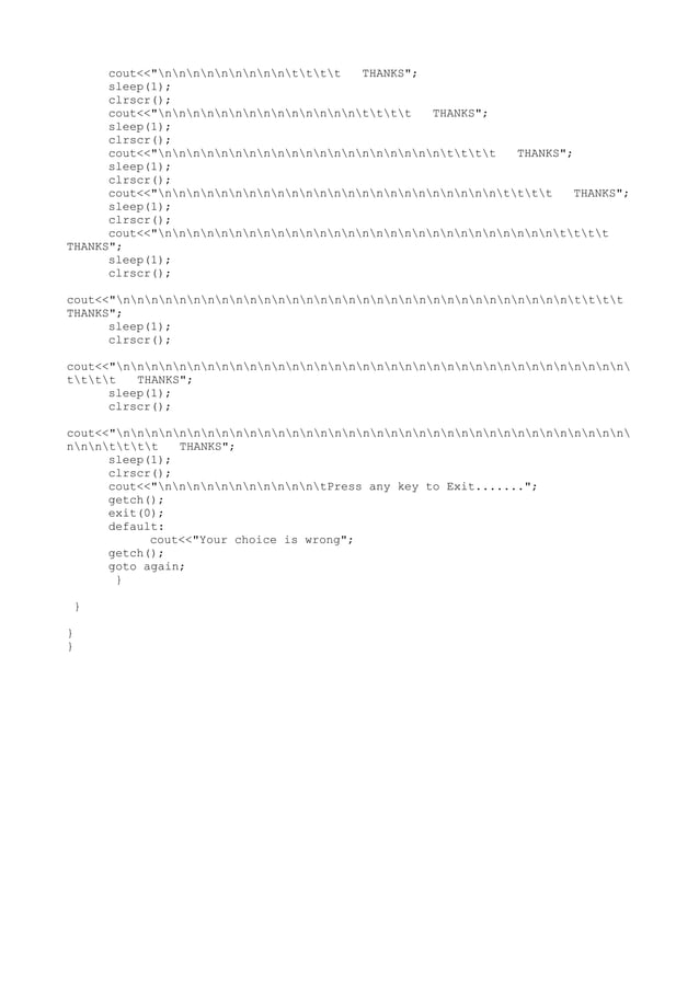 c++ program for Canteen management | TXT