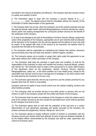 CANTEEN AGREEMENT | PDF