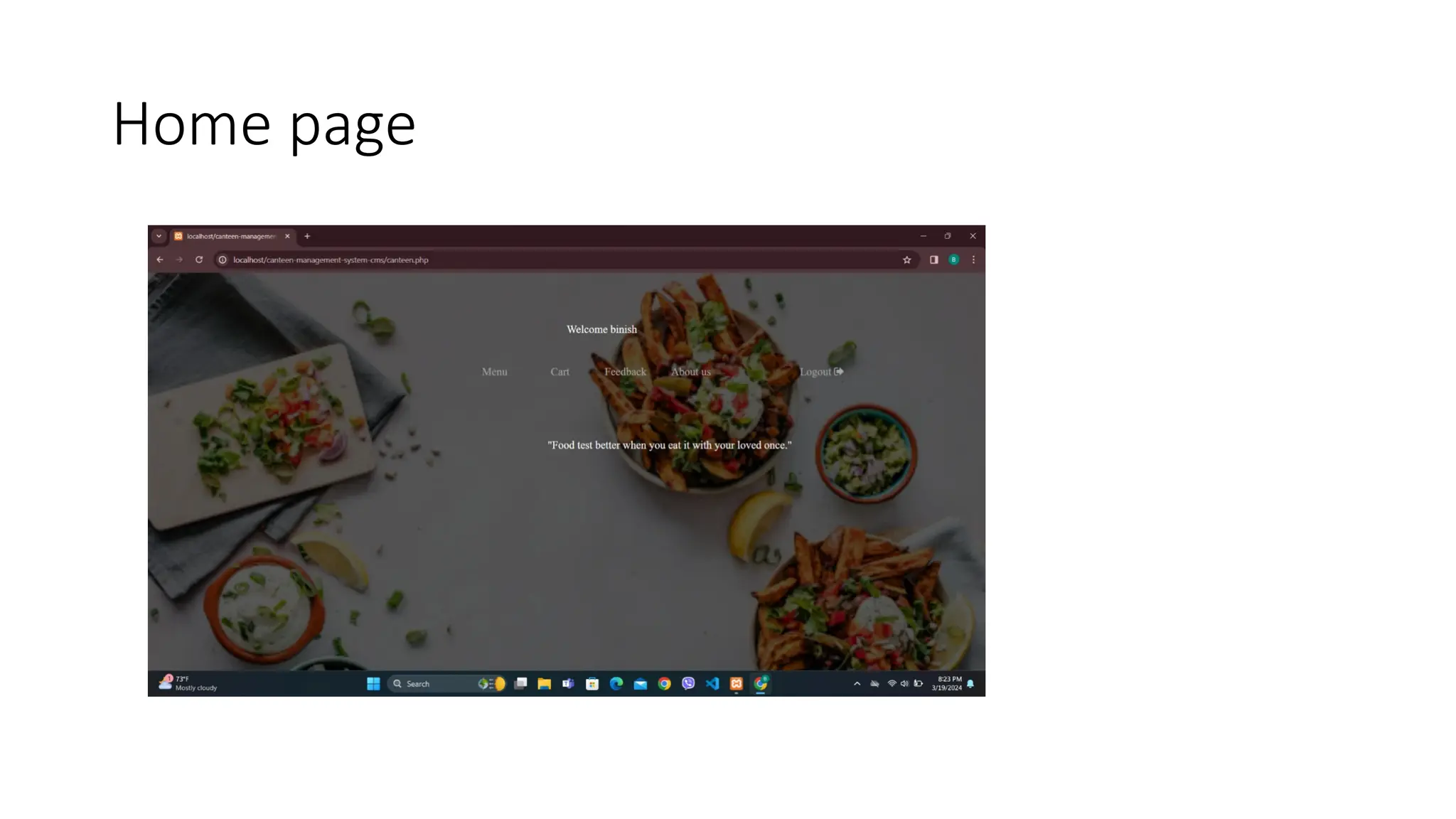 CanteenManagementSystem.pptx presentation of the project canteen management system | PPTX