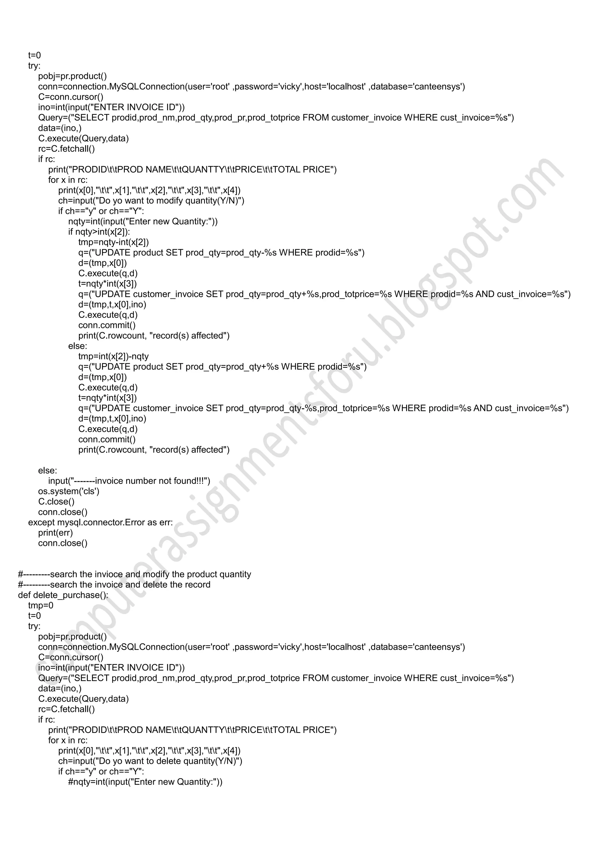 CANTEEN MANAGEMENT SYSTEM IN PYTHON | PDF