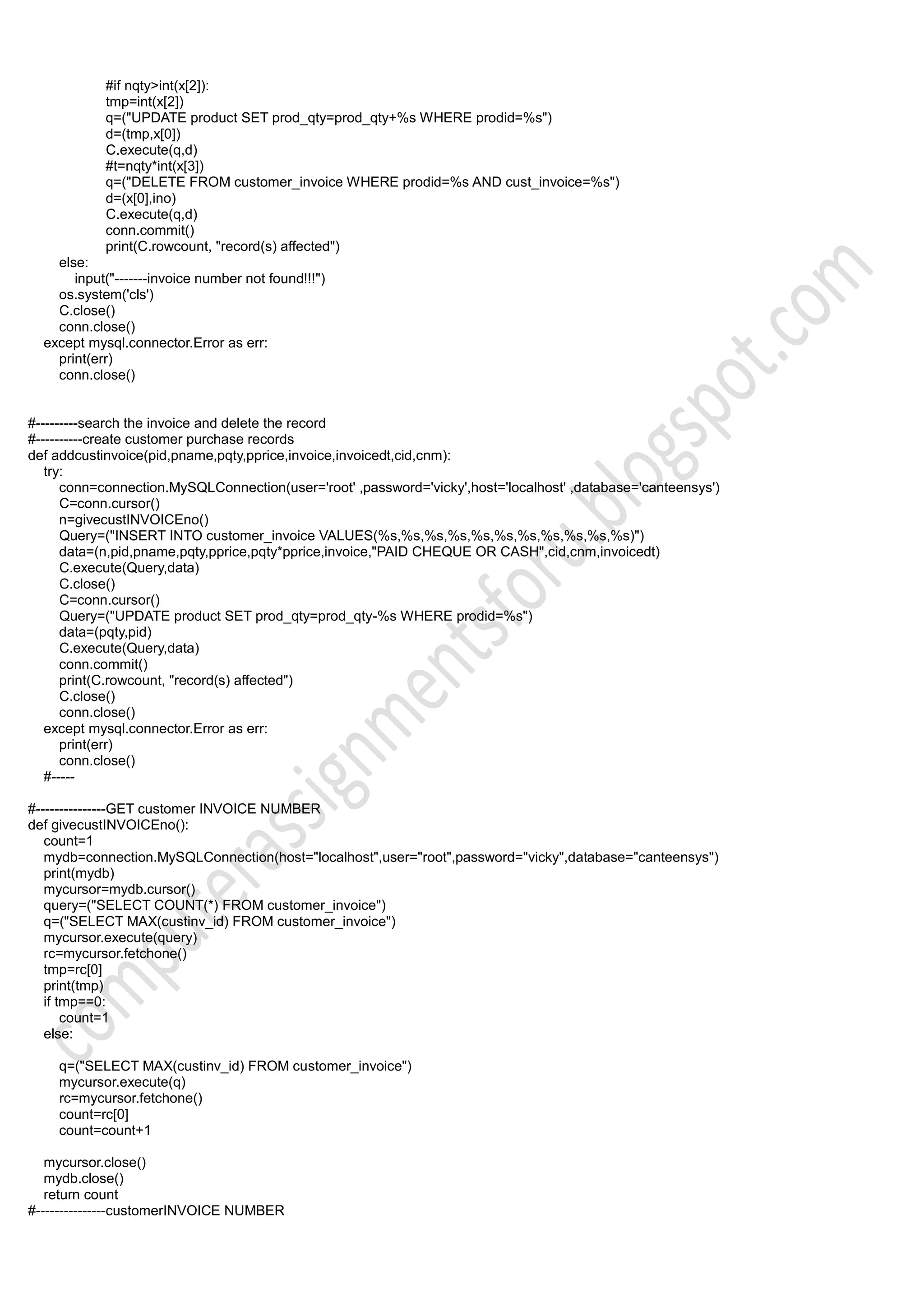 CANTEEN MANAGEMENT SYSTEM IN PYTHON | PDF